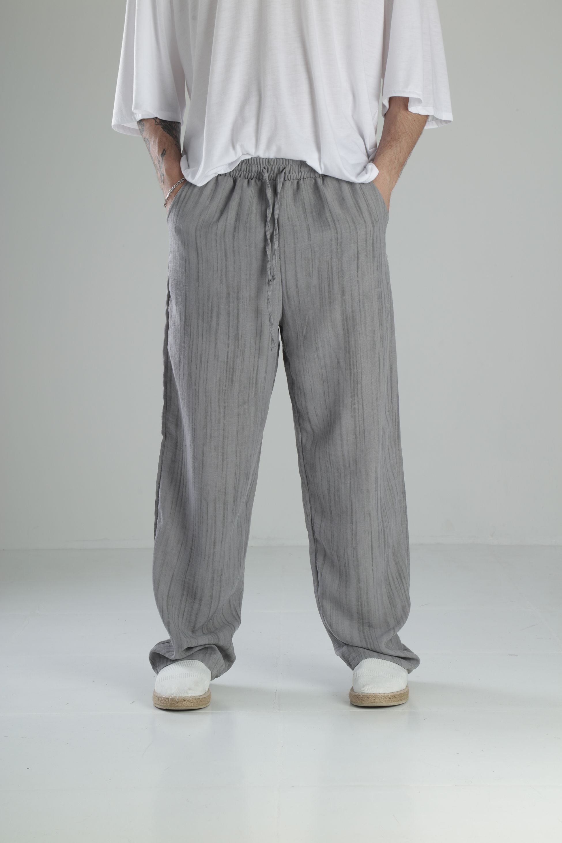 Aerobin Keten Gri Baggy Pantolon COC2506 – Cocopelli